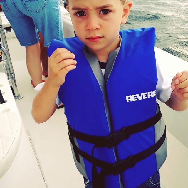 Ethan doing the fish dance so we can catch fish.